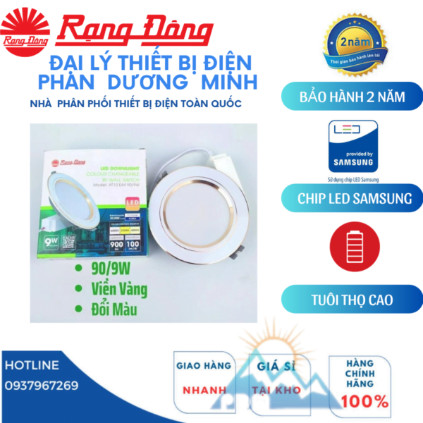 Đèn led âm trần 9w Rạng Đông AT10 ĐM 90/9W đổi màu - phanduongminh.com